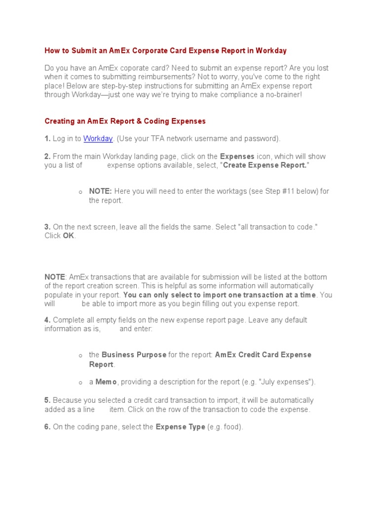 Amex Report Instructions | PDF | American Express | Expense