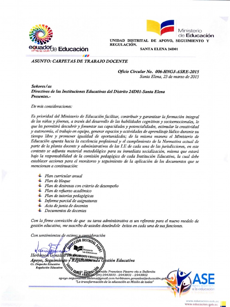 Oficio Circular 006 | PDF | Enseñando | Maestros