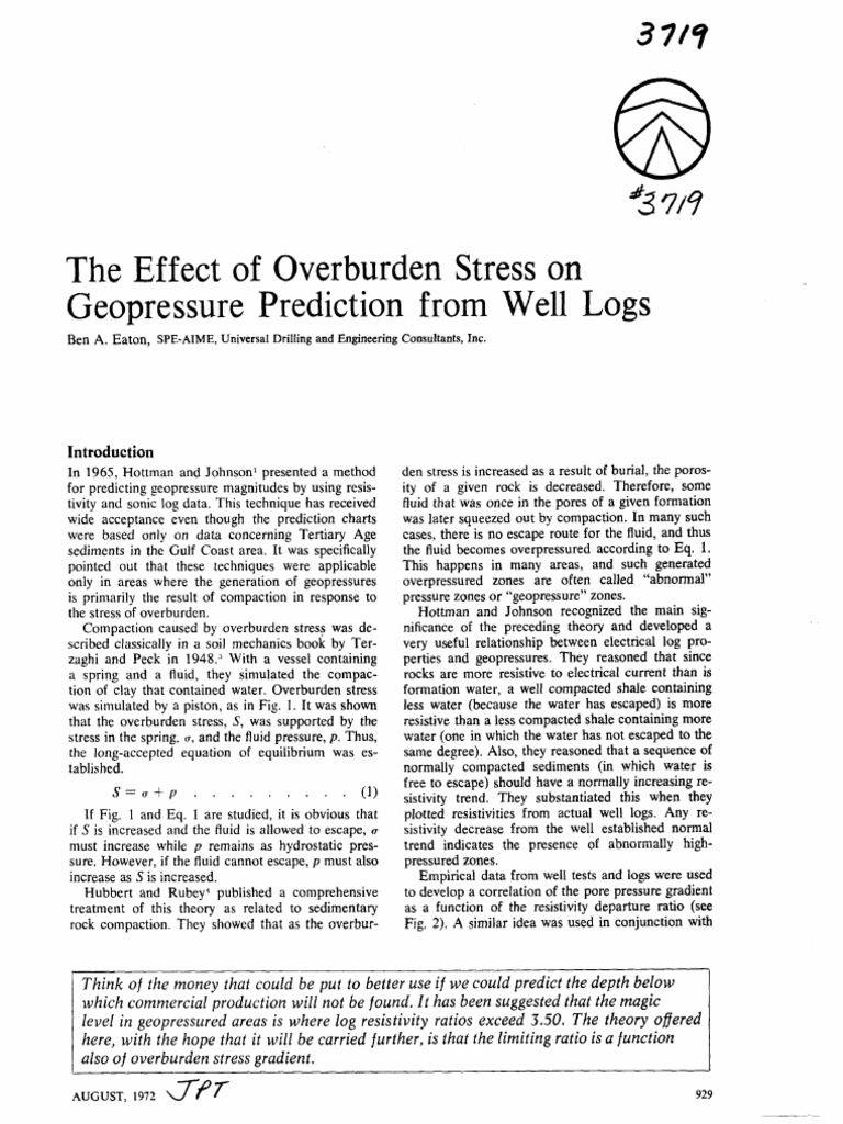 The Effect of Overburden Stress On Geopressure | PDF