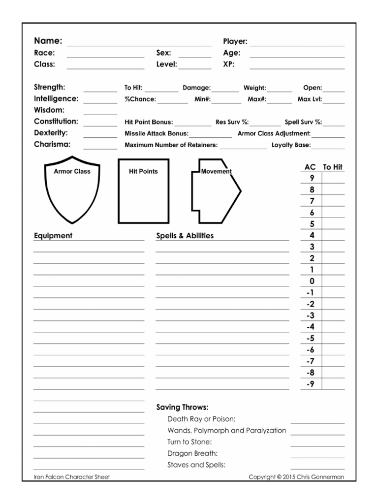 Iron Falcon Character Sheet r1 | PDF