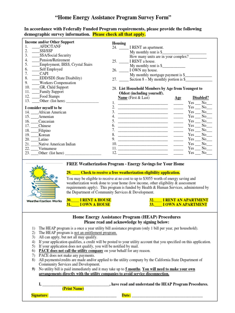 Home Energy Assistance Program Survey | PDF | Social Science