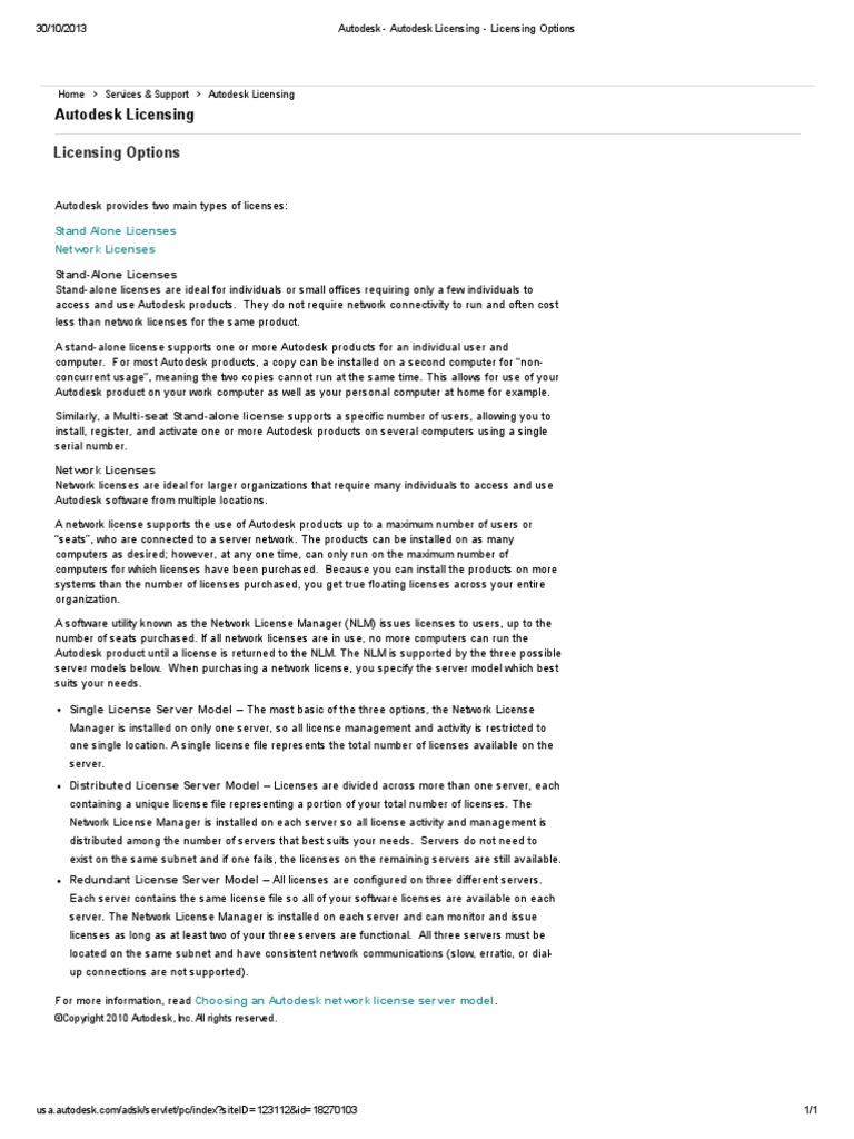 Autodesk - Autodesk Licensing - Licensing Options | PDF | Server ...