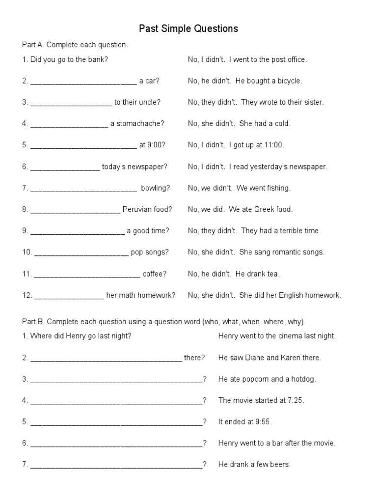 Past Simple Structure Practice | PDF | Self-Improvement | Lifestyle