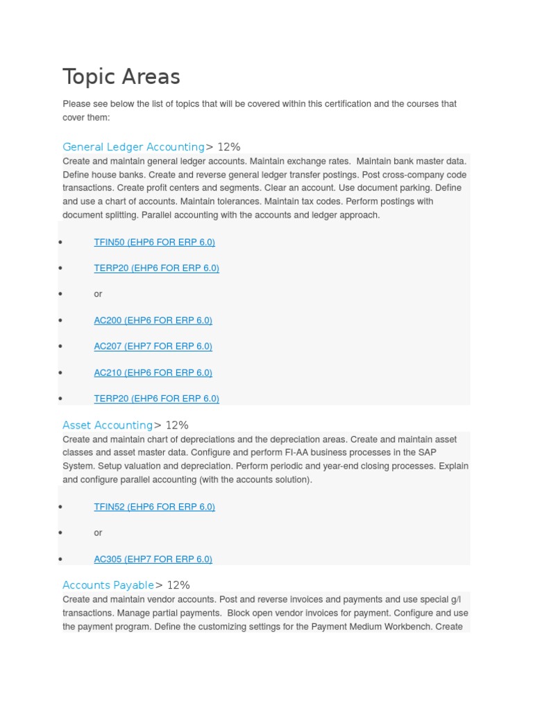 Topic Areas FI | PDF | Enterprise Resource Planning | Payments
