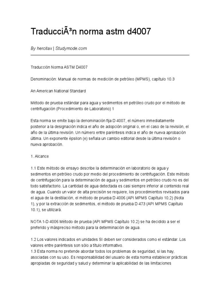 Norma Astm d4007 | PDF | Destilación | Agua