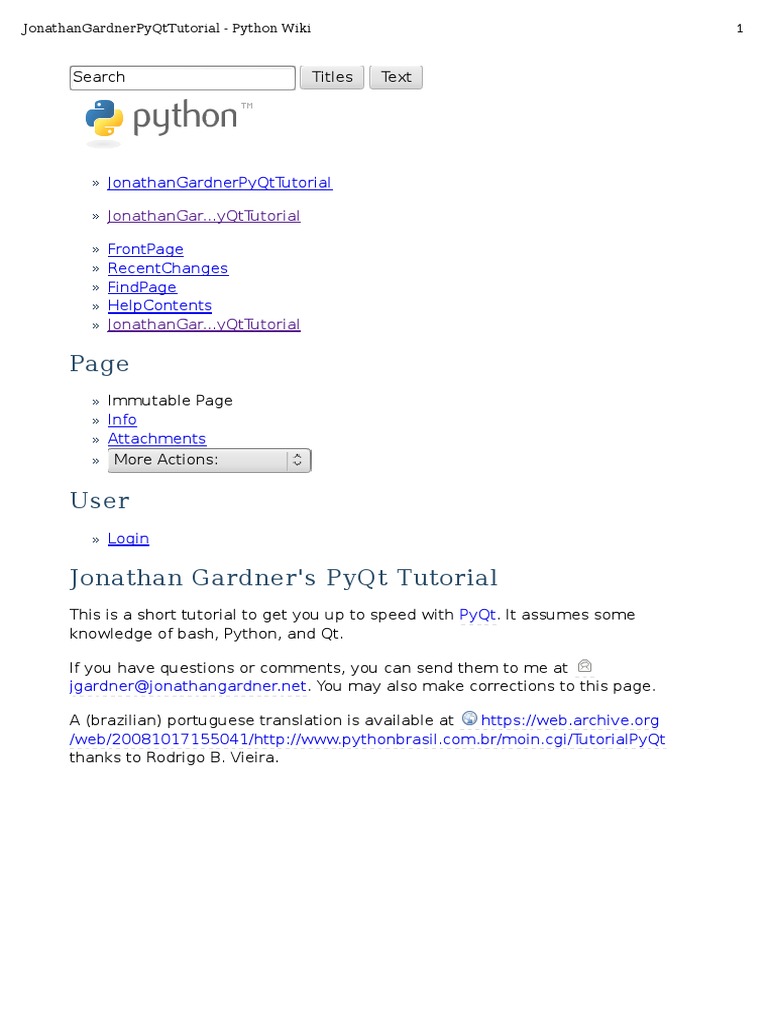 Pyqt Tutorial Pdf Python Programming Language Software Engineering 4761