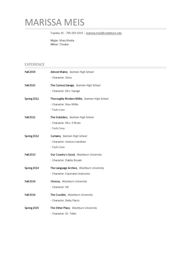 Theater Resume | PDF