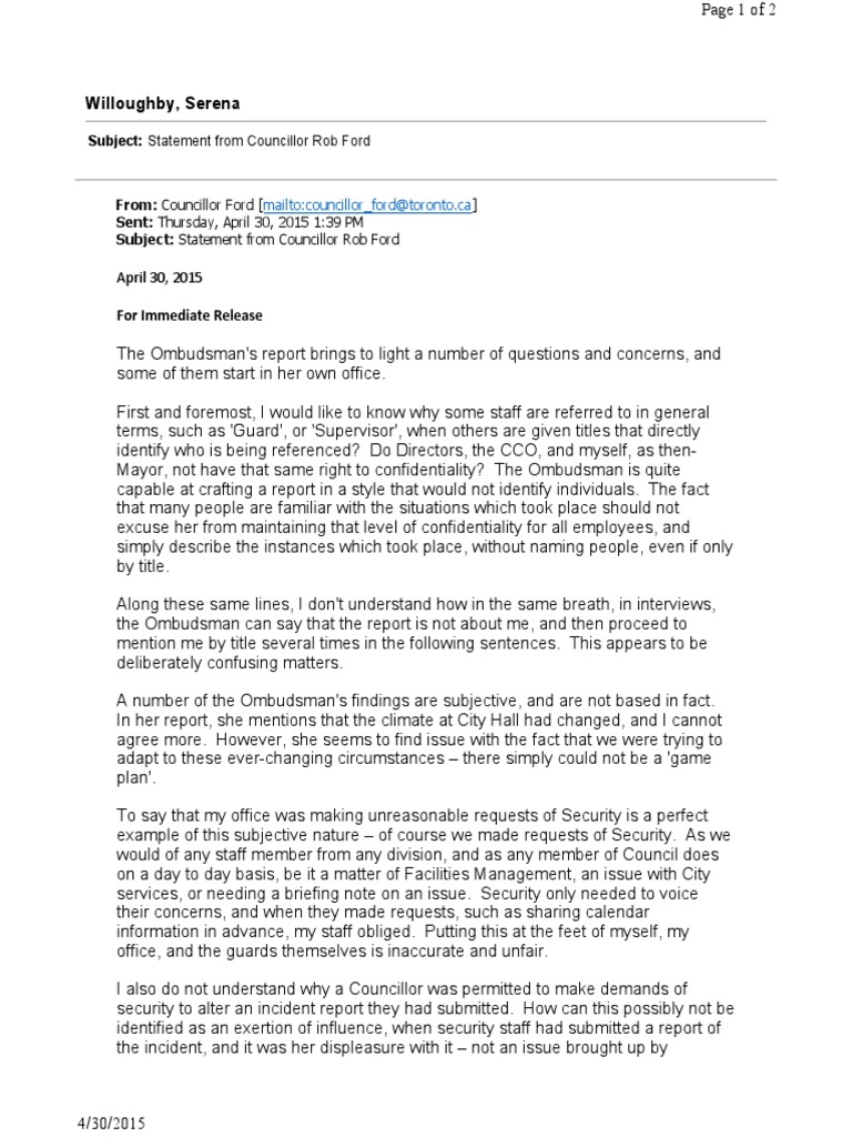 Ford Statement | PDF | Government Information | Justice