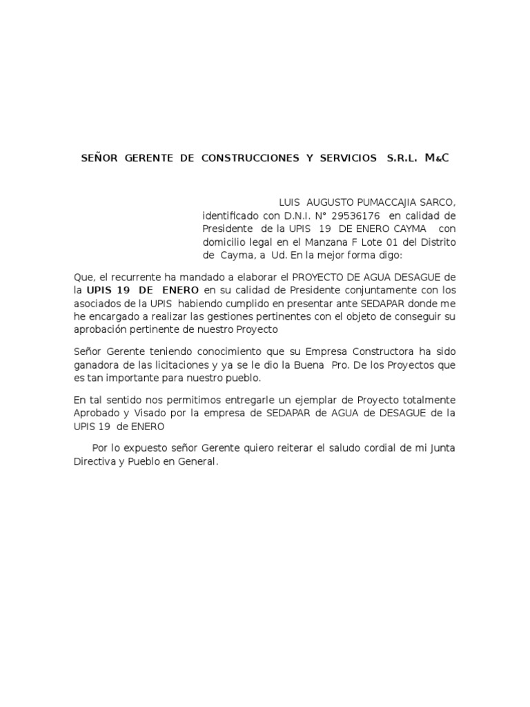 Oficio Constructora | PDF