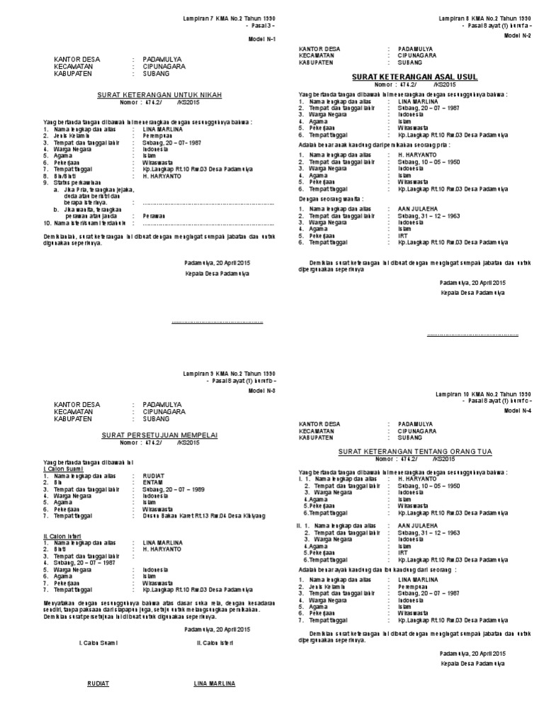 Formulir N1 N7 | PDF