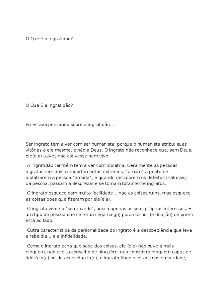 O Que É A Ingratidão | Download grátis PDF | Judas Iscariotes | Amor