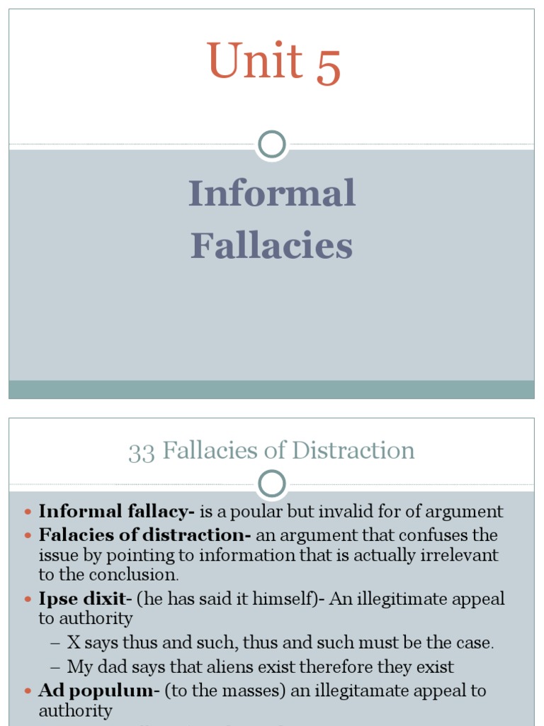 Unit 5: Informal Fallacies | PDF | Fallacy | Reasoning