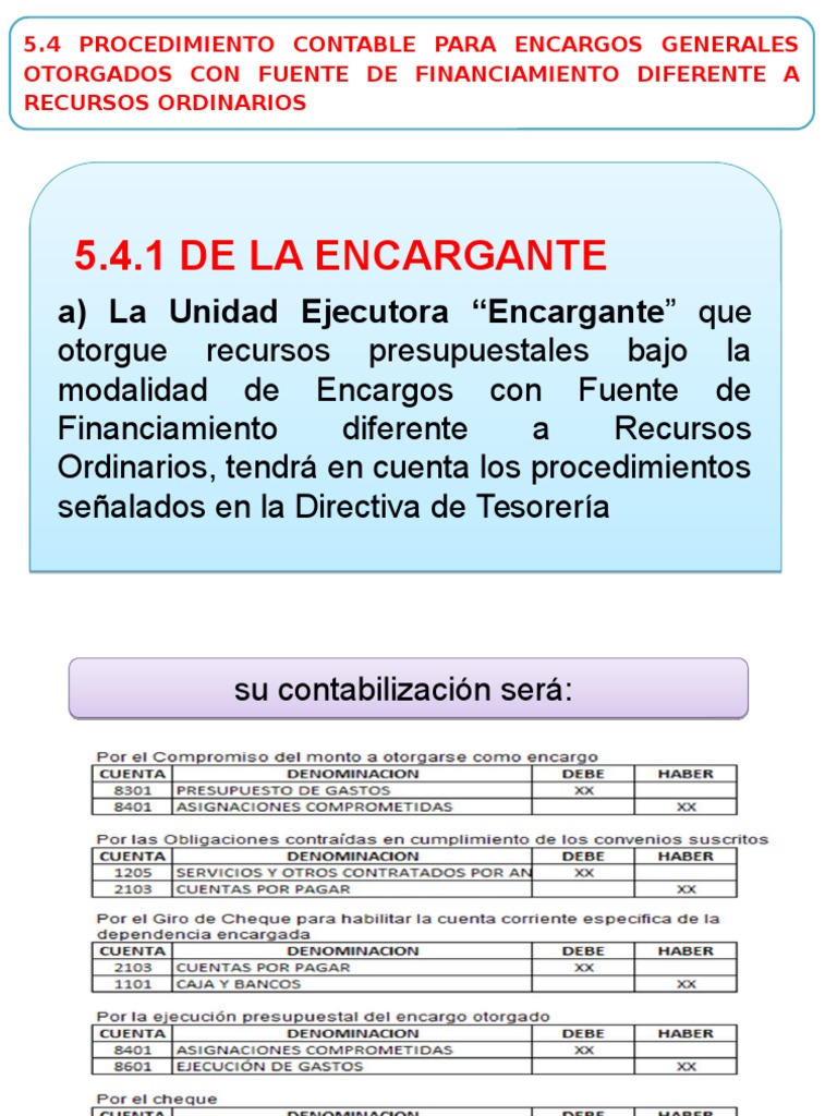 Procedimiento Contable para Encargos Generales Otorgados | PDF