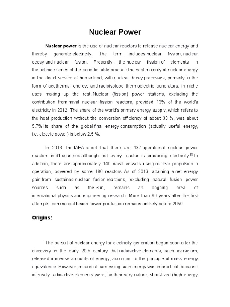 Nuclear Power | PDF | Nuclear Power | Nuclear Reactor