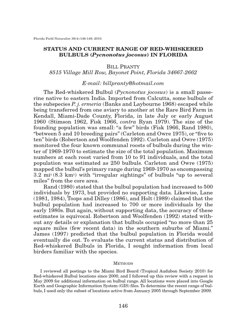 Red-Whiskered Bulbul Range in Florida | PDF | Birdwatching | Birds