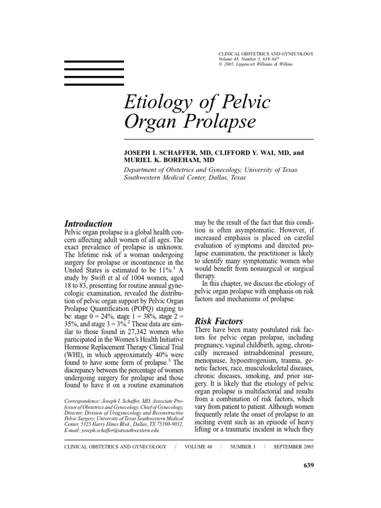 Clinical Review of Risk Factors for Pelvic Organ Prolapse | PDF ...