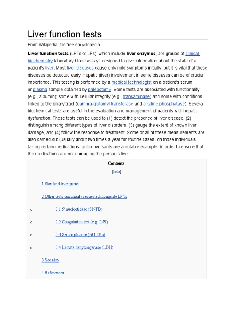 Liver Function Tests | PDF | Alanine Transaminase | Gastroenterology