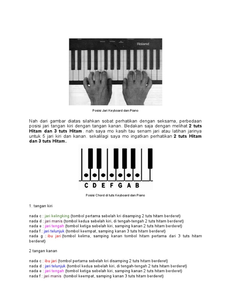Posisi Jari Keyboard Dan Piano | PDF