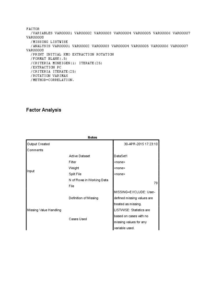 SPSS Data Analysis | PDF | Principal Component Analysis | Matrix ...