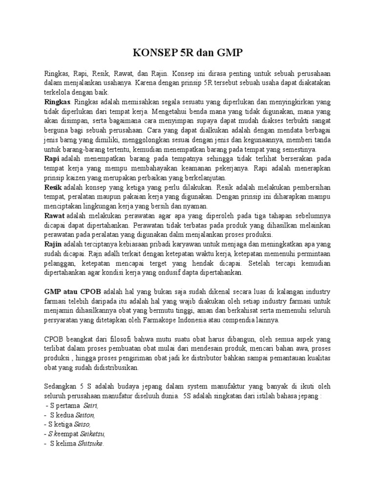 Konsep 5r Dan GMP | PDF