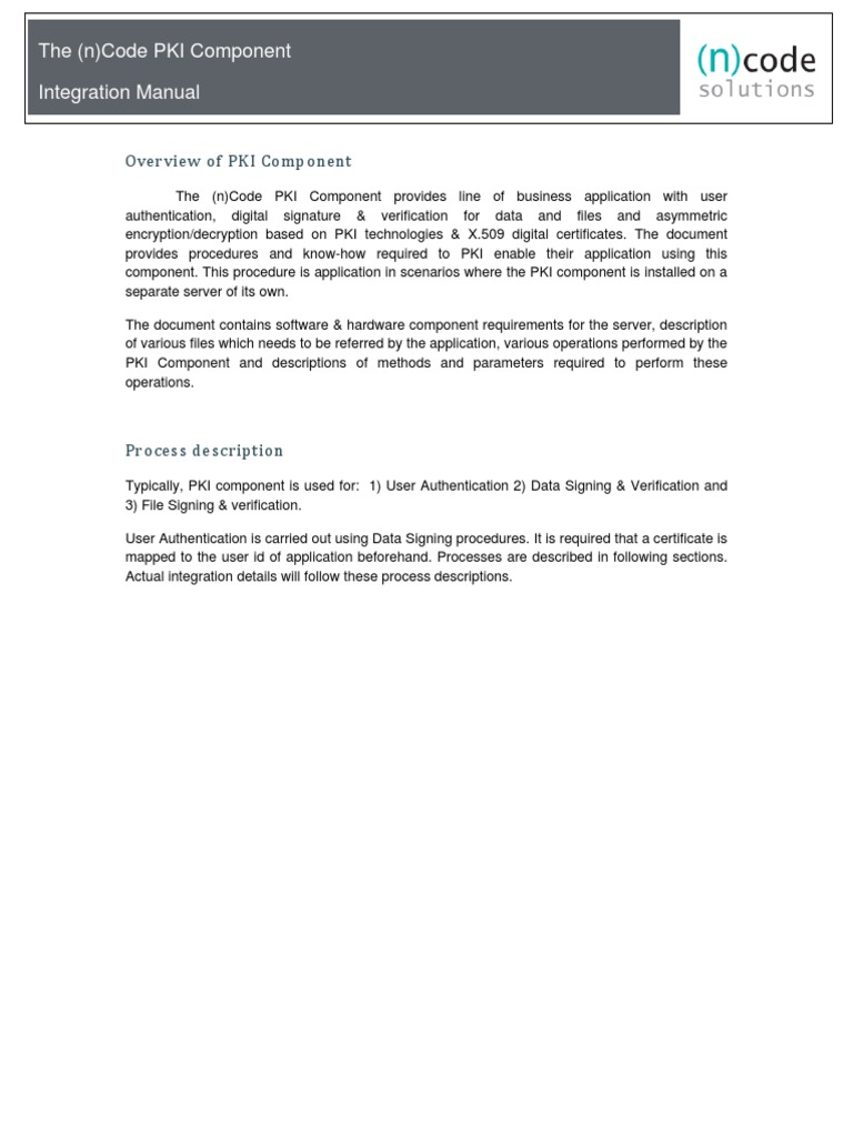 nCode PKI Component Integration Guide | PDF | Public Key Certificate ...