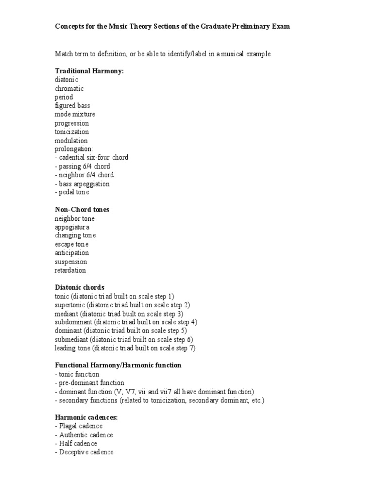 Music Theory - Study Guide | PDF | Chord (Music) | Scale (Music)