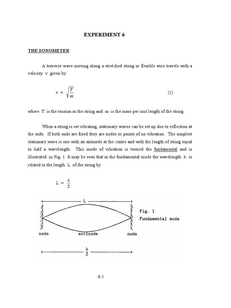 Experiment 6: The Sonometer | PDF | Normal Mode | Waves
