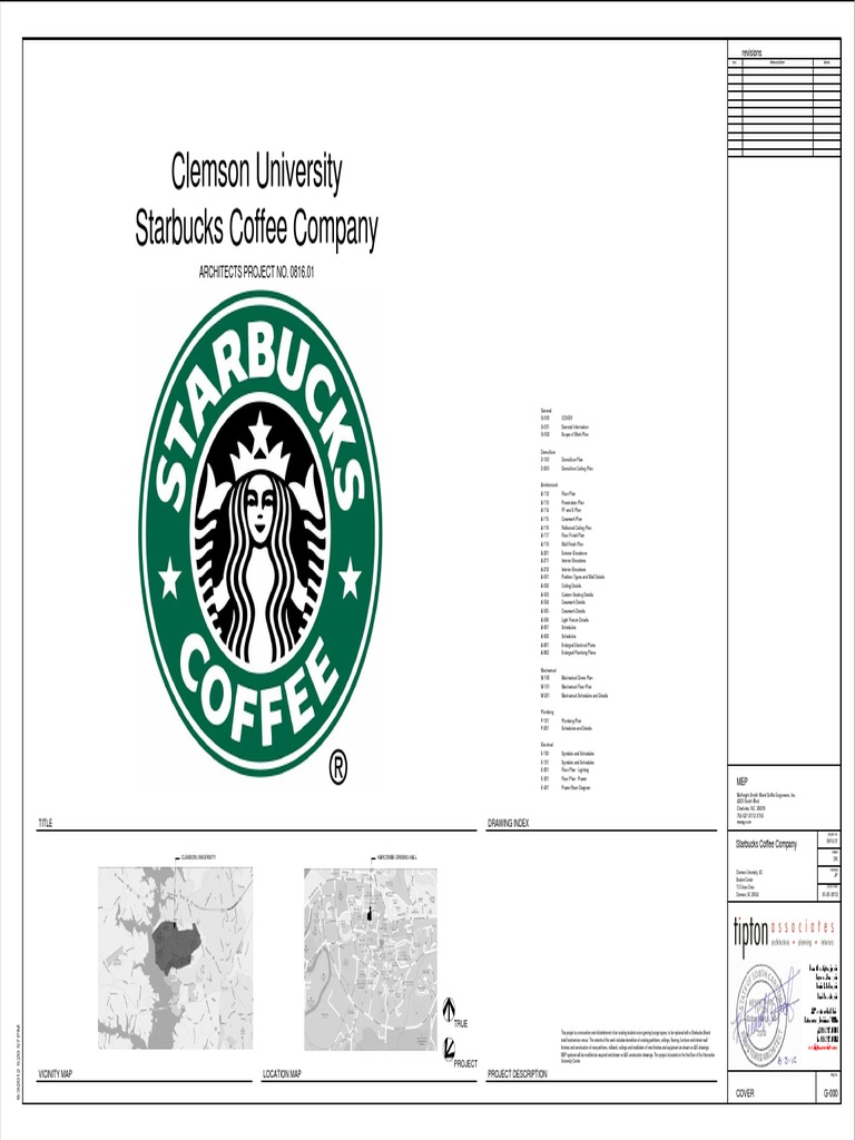 Clemson University Starbucks Coffee Company: Architects Project No ...