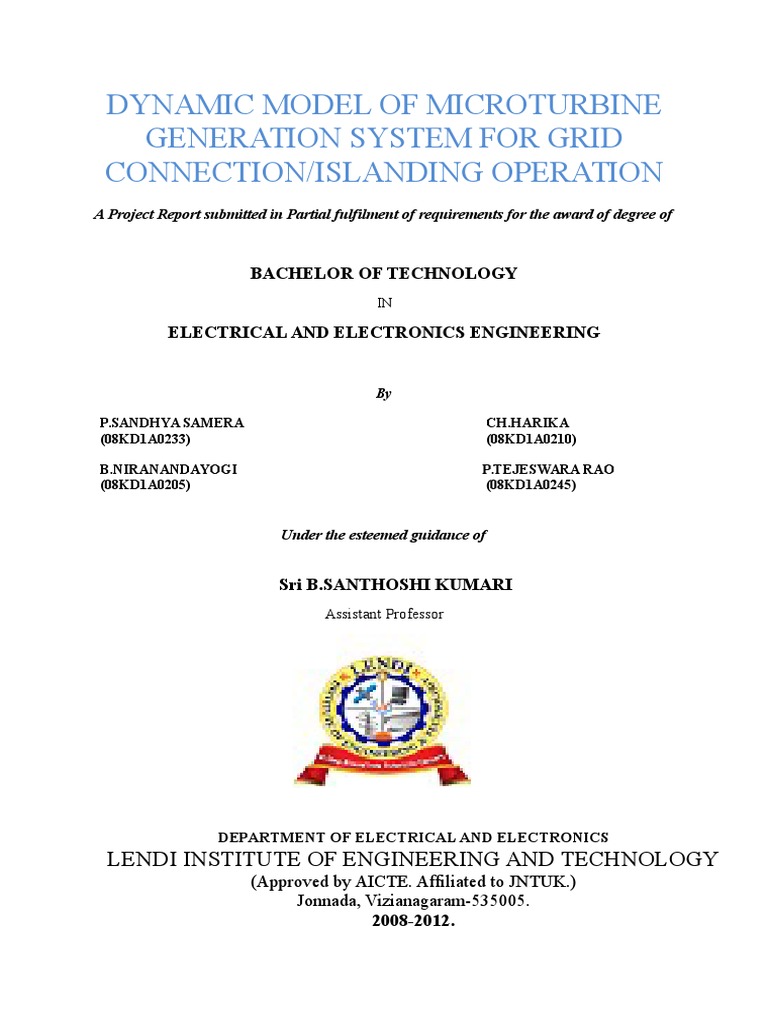 Dynamic Model of Microturbine Generation System For Grid Connection/Islanding Operation | PDF ...