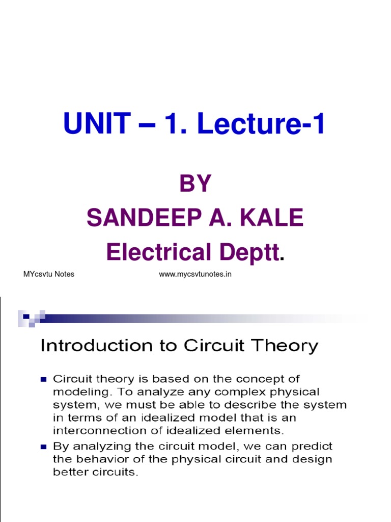 Development of Circuit Concepts Unit 1 | PDF | Passivity (Engineering) | Electrical Network
