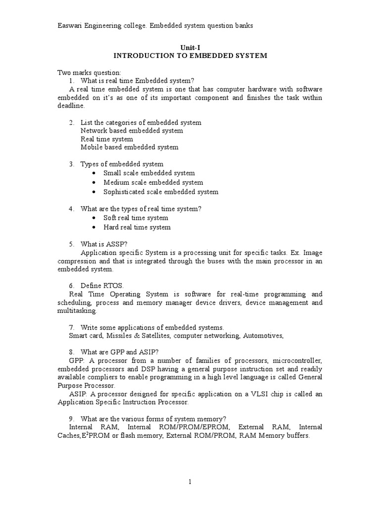 Embedded System Question Bank | PDF | Embedded System | Scheduling (Computing)