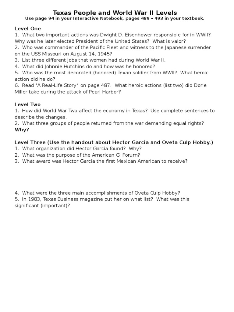 WWII Impact on Texans | PDF | History