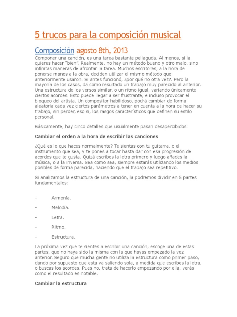 5 Trucos para La Composición Musical | PDF | Acorde (Música) | Canciones