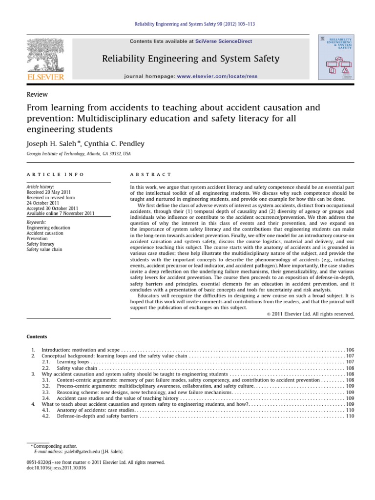 Reliability Engineering and System Safety: Joseph H. Saleh, Cynthia C ...