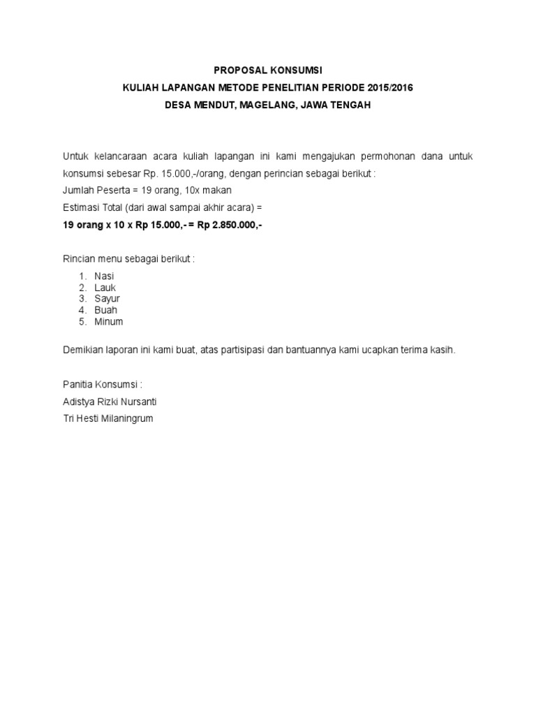 Proposal Konsumsi | PDF