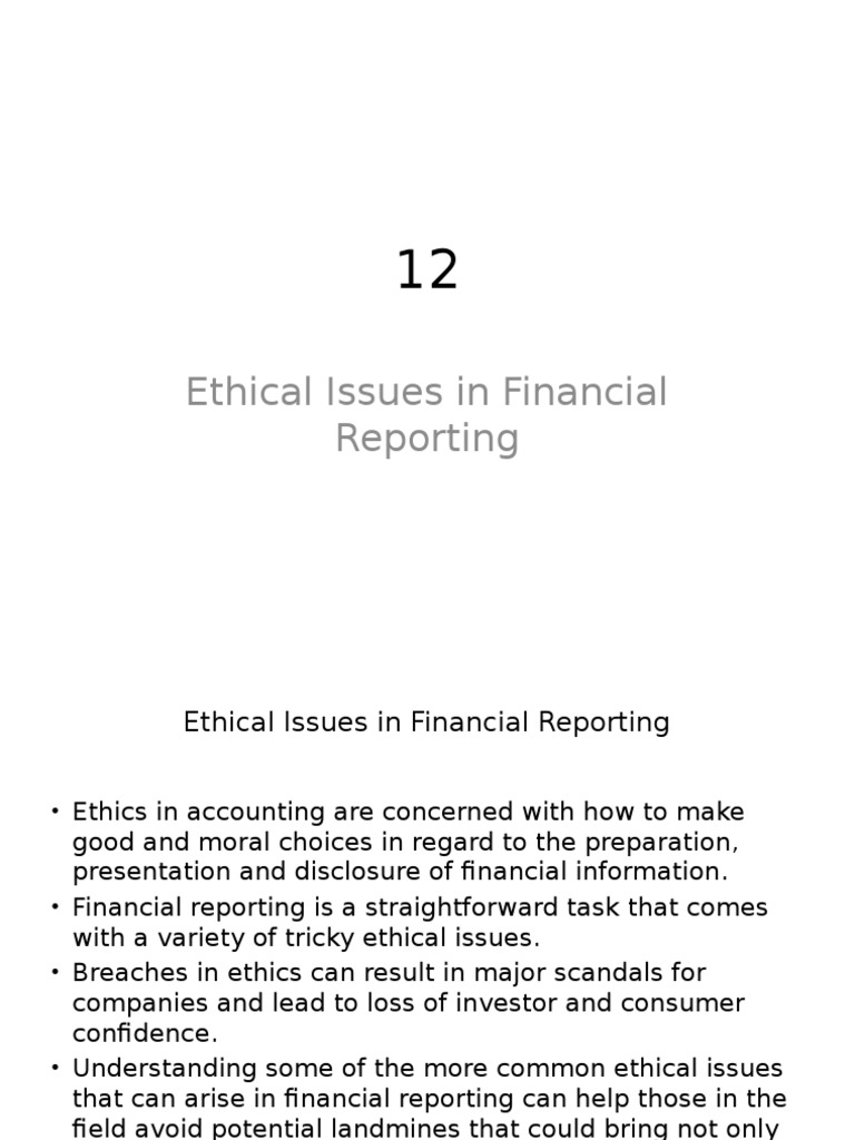 Ethical Issues in Financial Reporting | PDF | Financial Statement ...