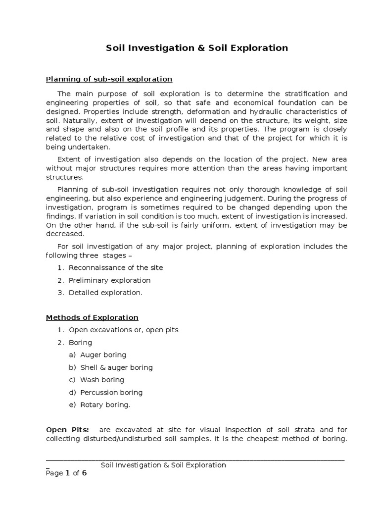 Soil Investigation & Soil Exploration | PDF | Earth Sciences ...