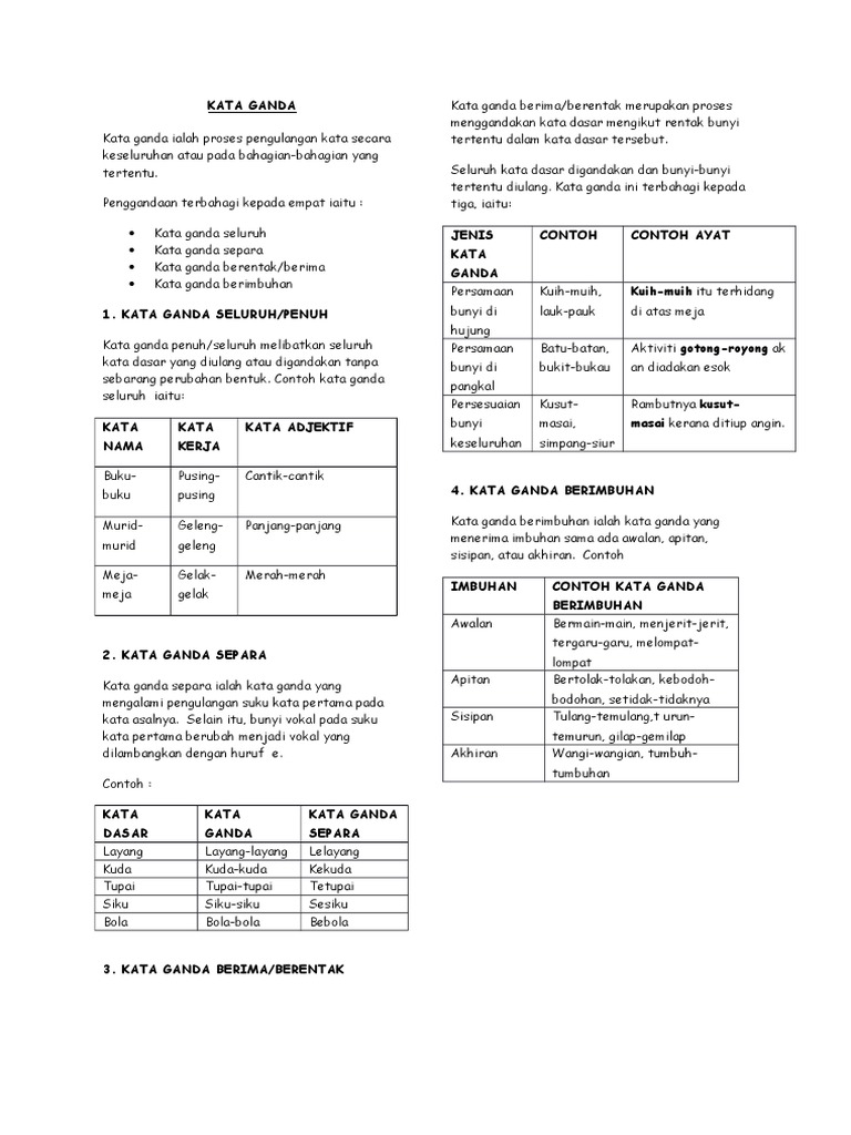 Kata Ganda (Nota Murid) | PDF