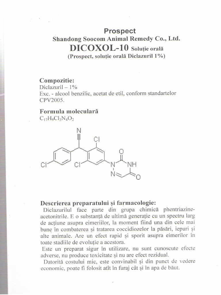 Dicoxol - Coccidioza PDF | PDF