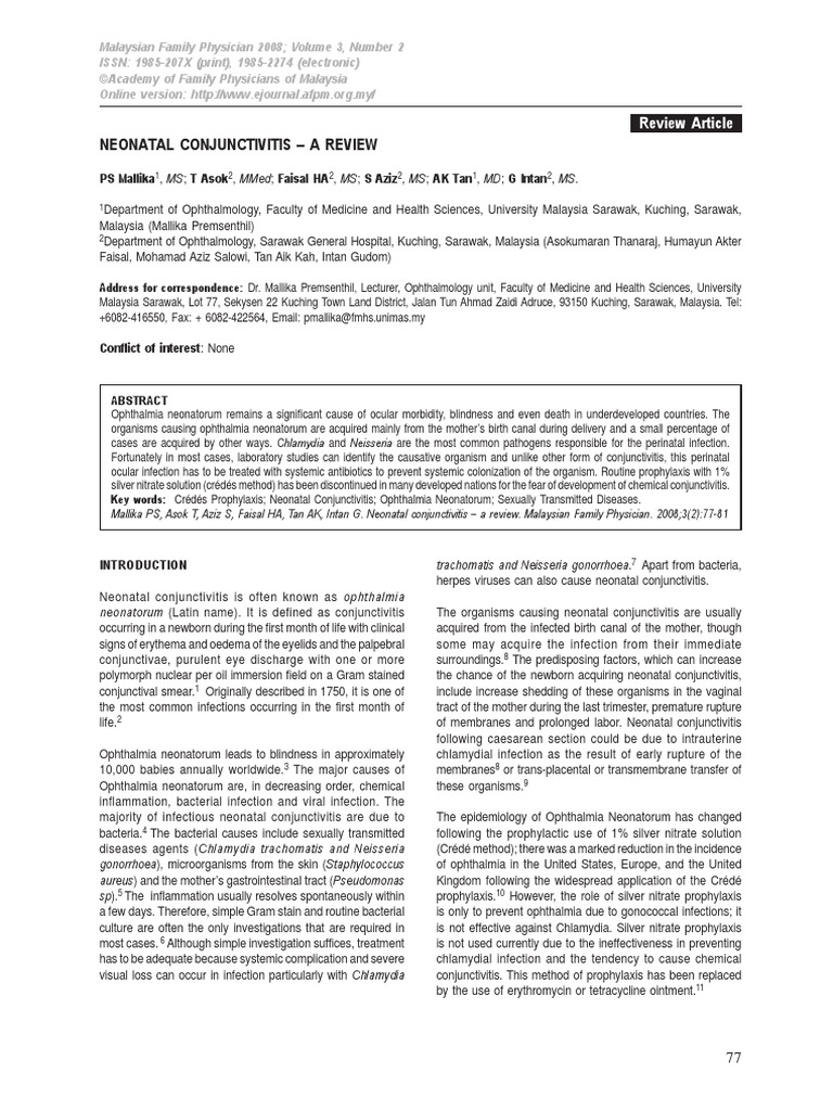 Neonatal Conjunctivitis PDF | PDF | Infection | Microbiology