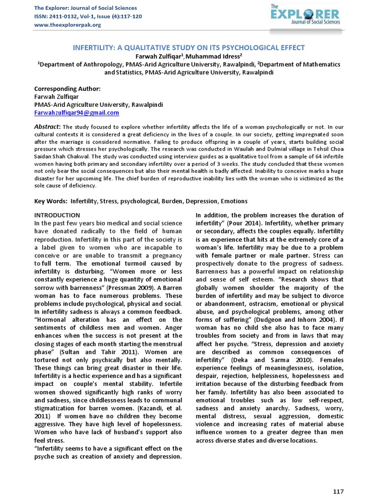 Infertility A Qualitative Study On Its Psychological Effect | PDF ...