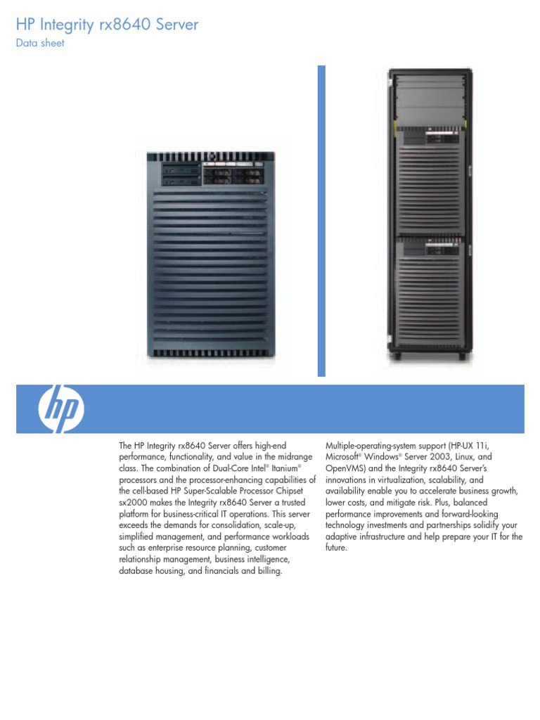 HP Integrity rx8640 Server: Data Sheet | PDF | Multi Core Processor ...