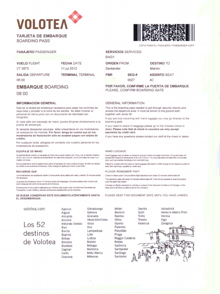 Volotea Boarding Pass | PDF