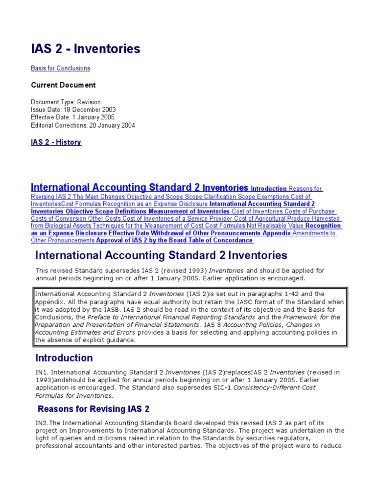Ias 2 Inventories | PDF | International Financial Reporting Standards ...