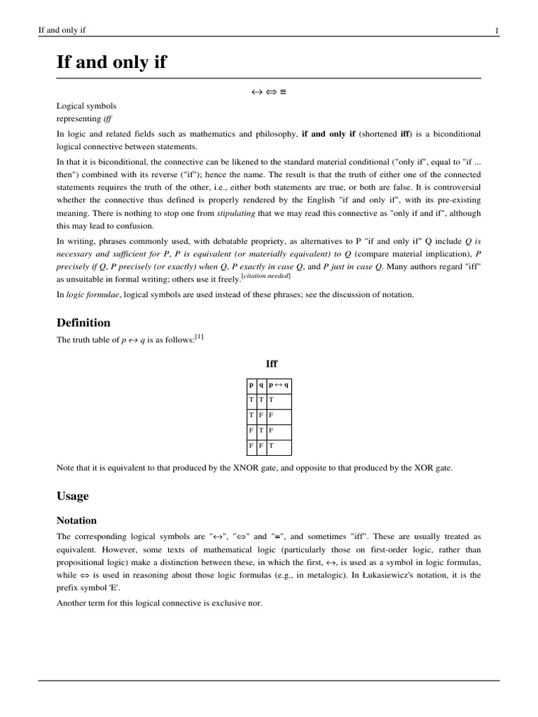 If and Only If | PDF | If And Only If | Metalogic