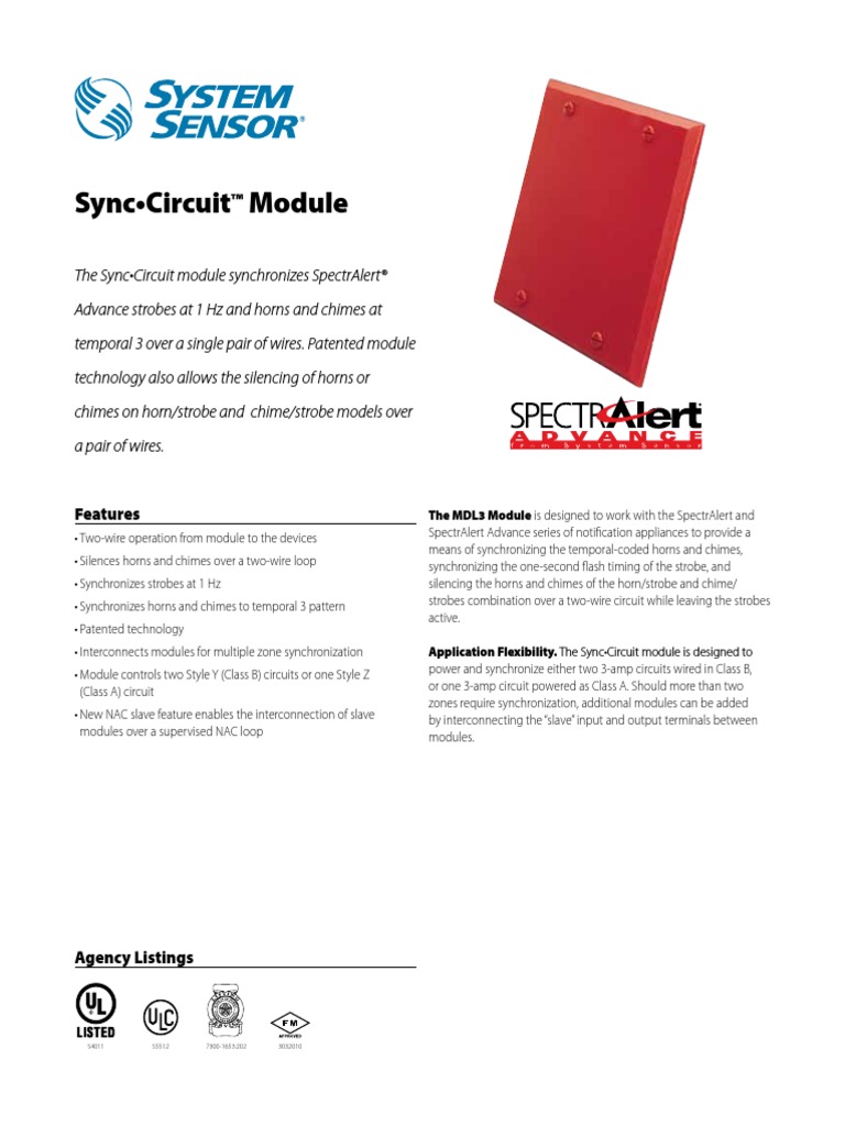 System Sensor MDL3R Data Sheet | Amplifier | Electronic Circuits