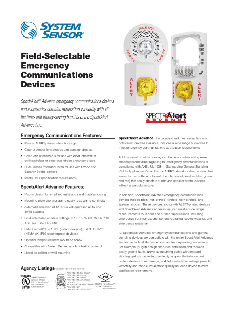 System Sensor SCW CLR Alert Data Sheet | Download Free PDF ...