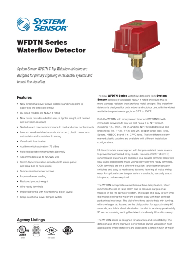 WFDTN Series Waterflow Detector Overview | PDF | Switch | Fire ...