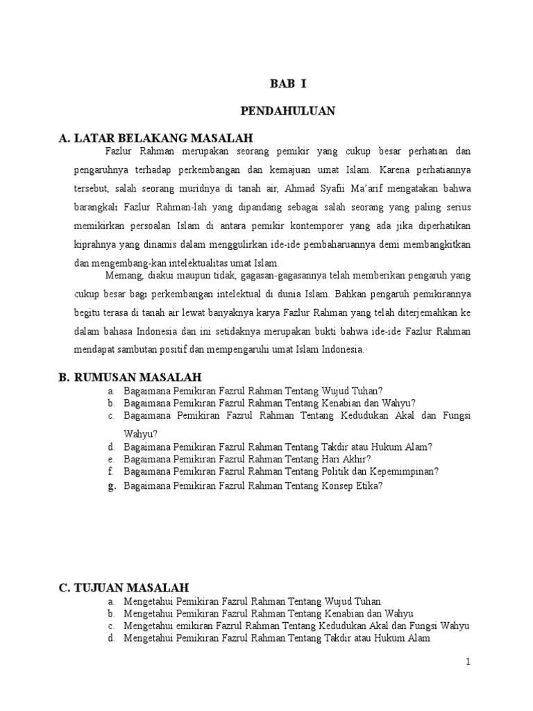 Pemikiran Fazlur Rahman | PDF