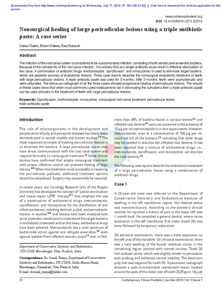 Triple Antibiotic Paste | PDF | Antibiotics | Dentistry